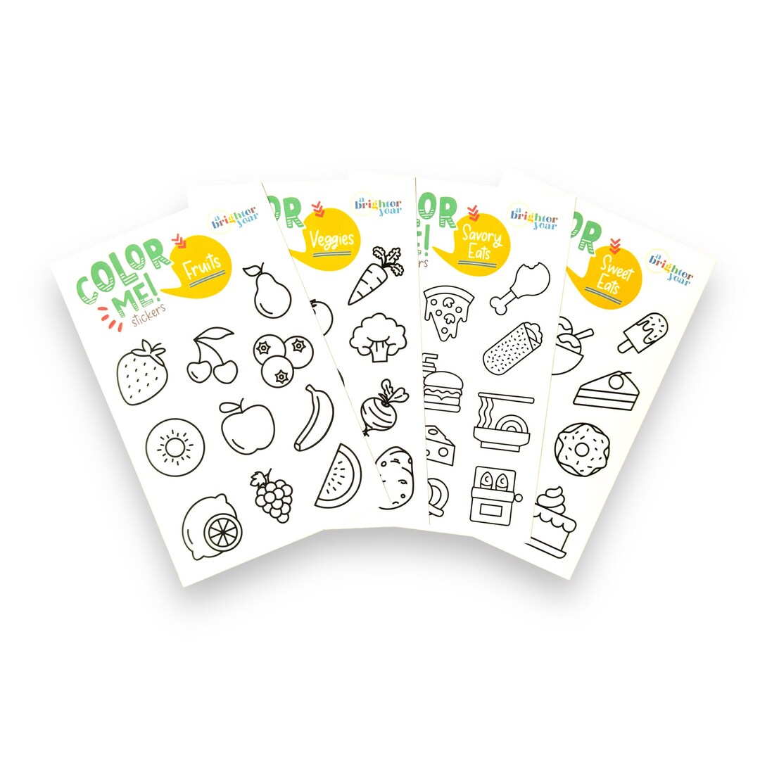 Color Your Own Fun Eats Stickers - 4 Sticker Sheets Bundle, Sticker ...