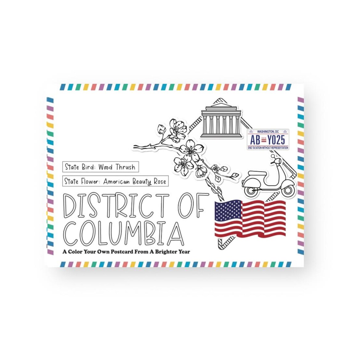 Color-your-own State Postcards: Roadtrip Souvenir (5x7) - Etsy