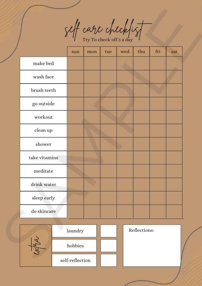 Digital Daily Self Care Checklist Workbook Printable That Girl Planner ...