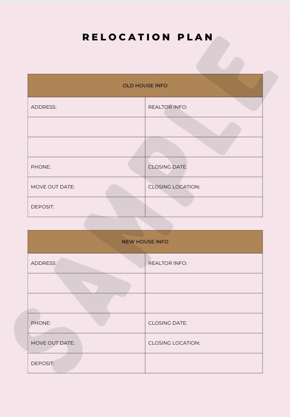 Relocation Planner Survival Kit Moving Checklist Expenses Budget ...