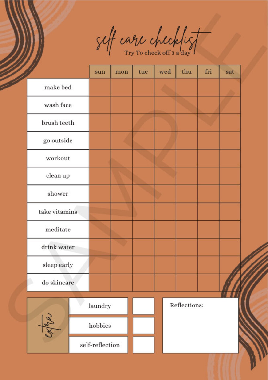 Digital Daily Self Care Checklist Workbook Printable That Girl Planner ...
