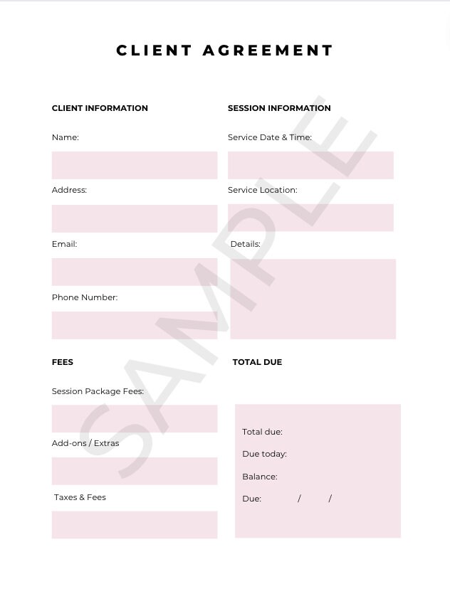 Digital Client Management Planner Account Information Order Form ...