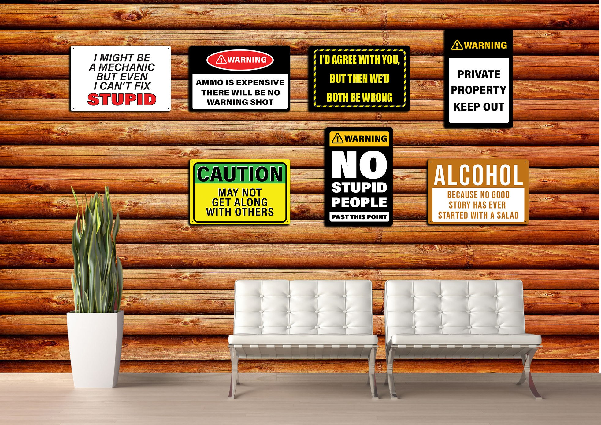 Warning No Stupid People Pass This Point these Signs Have A | Etsy