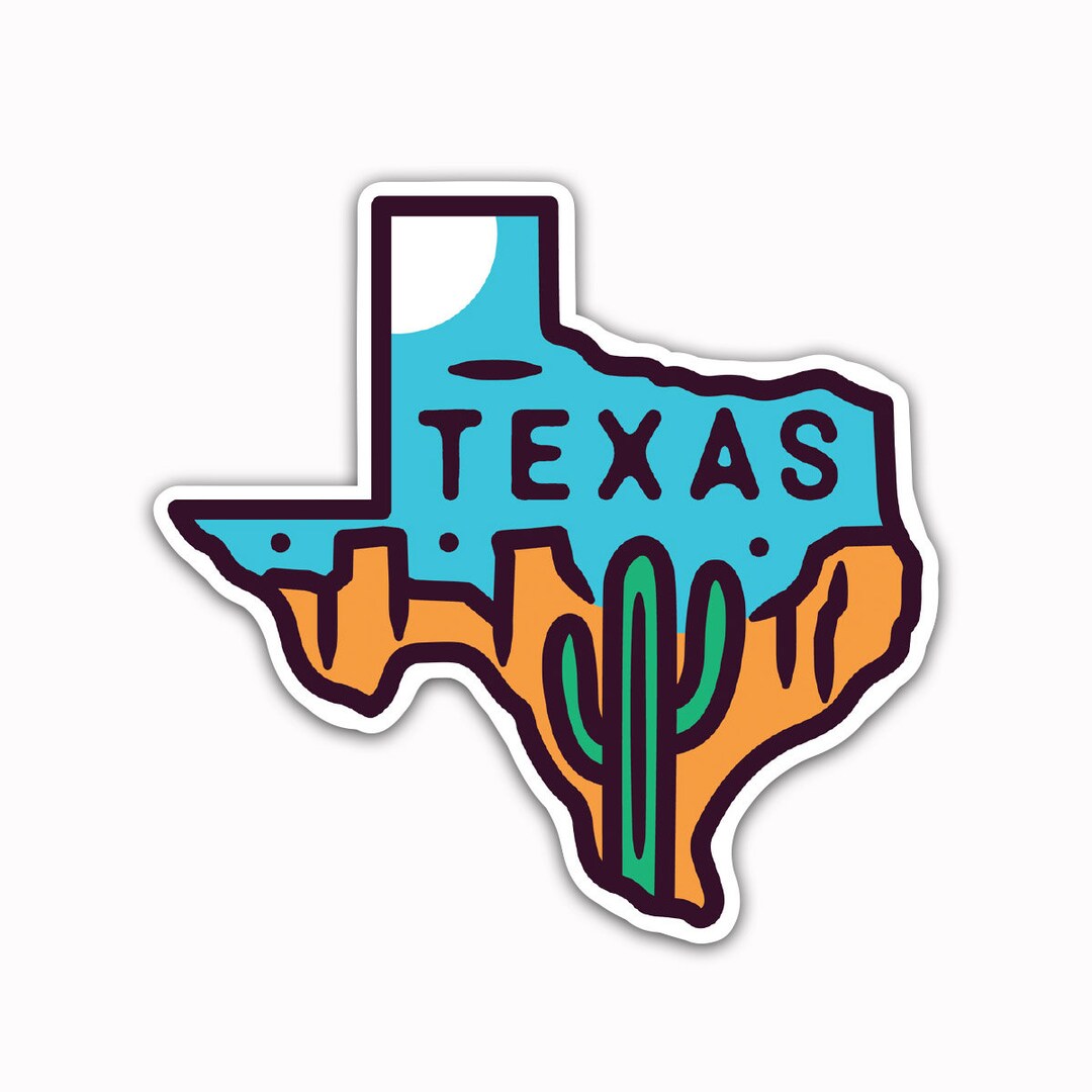 Texas State Map Magnet: Southwest Cactus Car Bumper Sticker (5x5 In ...