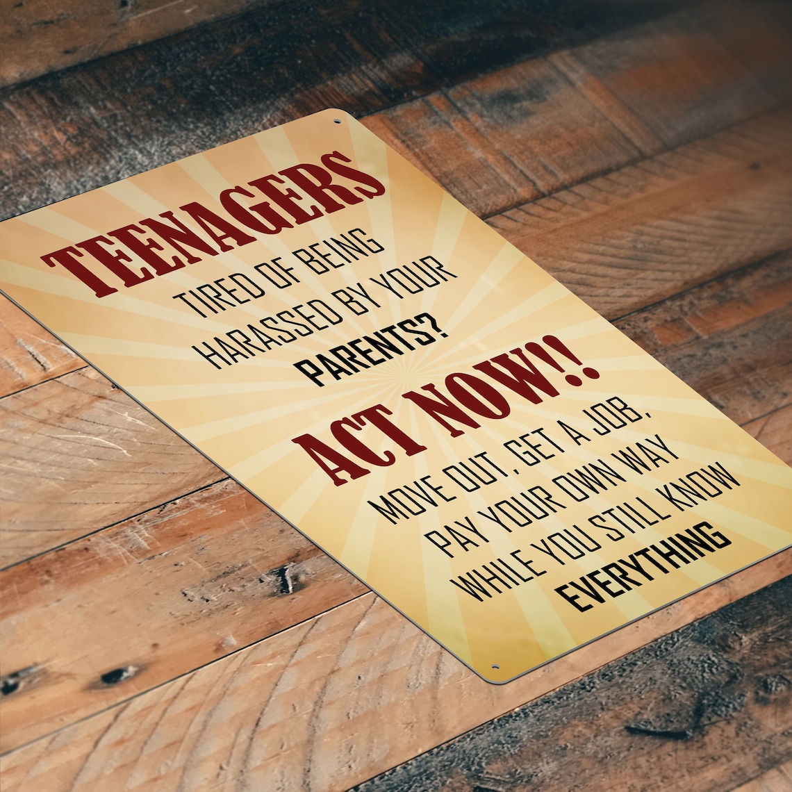 Teenagers Act Now Move Out Get a Job Pay Your Own Way While - Etsy