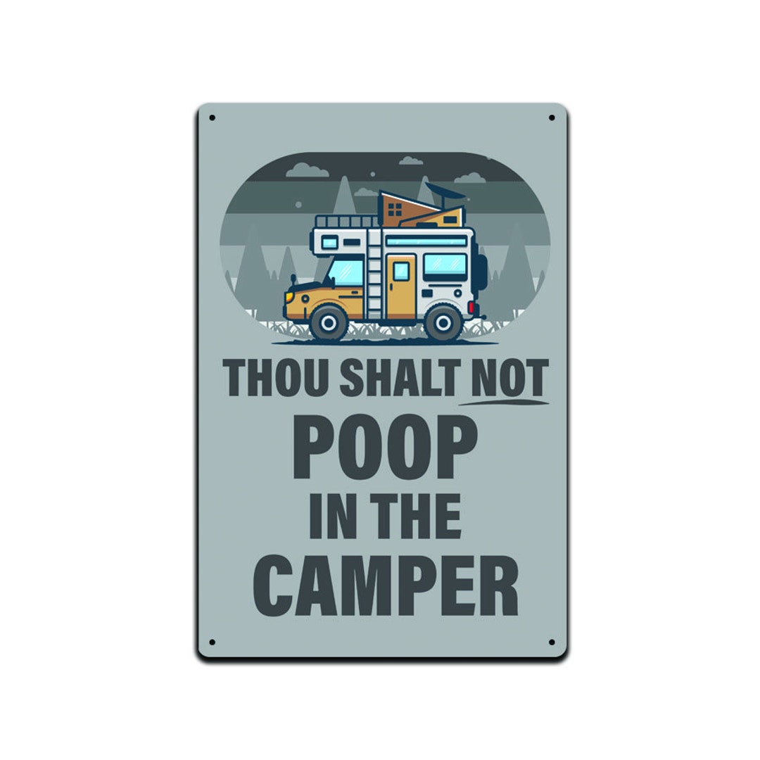 Funny Camping Metal Sign: Thou Shalt Not Poop in the Camper (12 X 8 In ...