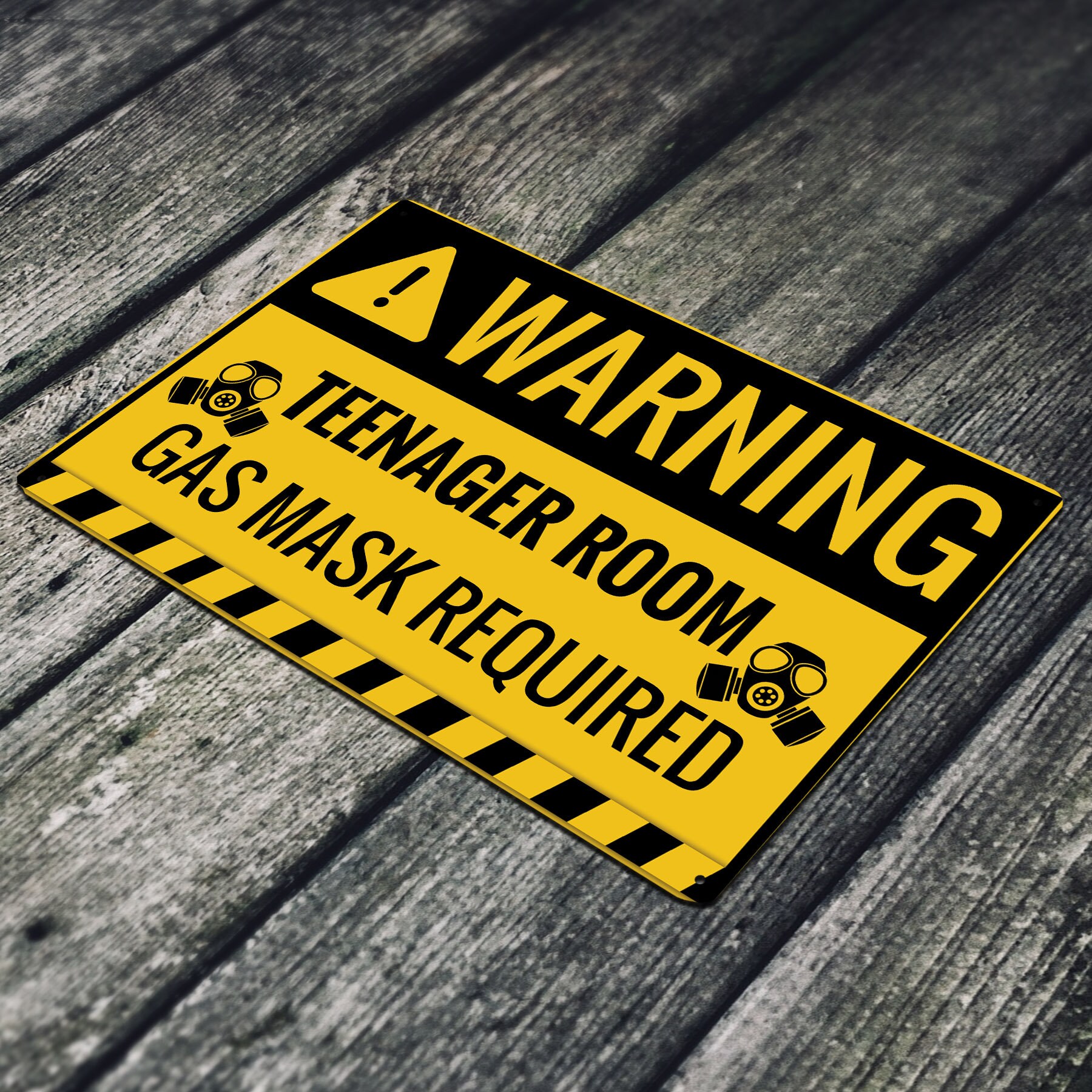 Teenager Room Gas Mask Required Sign: Funny Kids Bedroom Decor (12 X 8 ...