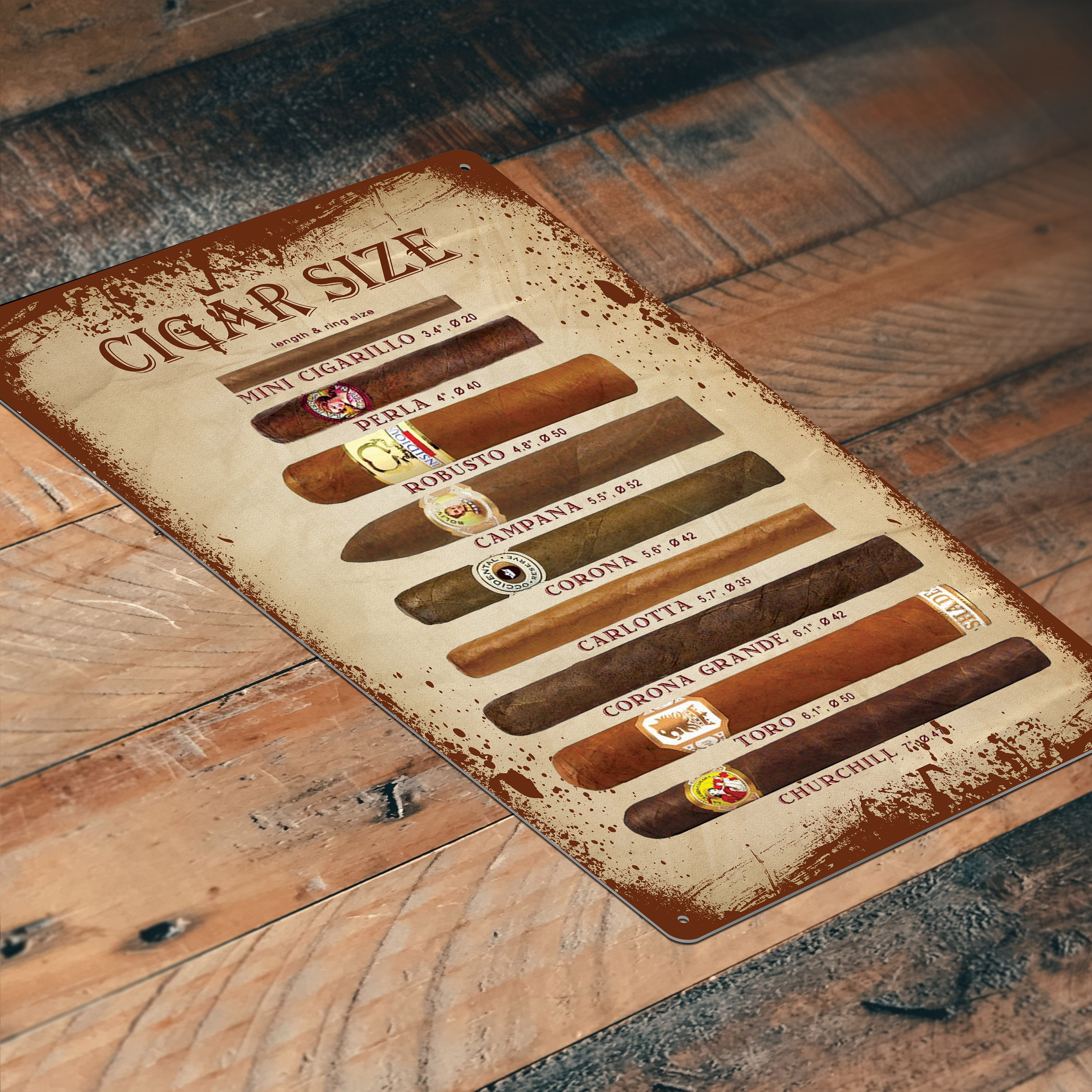 Cigar Sizes Chart Metal Sign – Man Cave Decor (12 X 8 In.) - Etsy