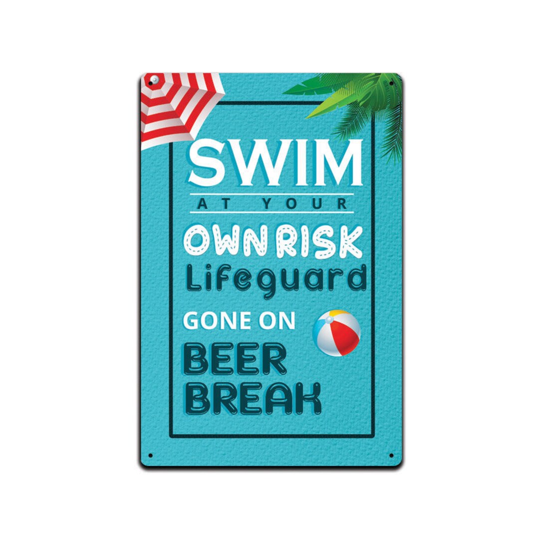 Lifeguard Gone on Beer Break Sign: Retro Rustic USA Made (12 X 8 In) - Etsy
