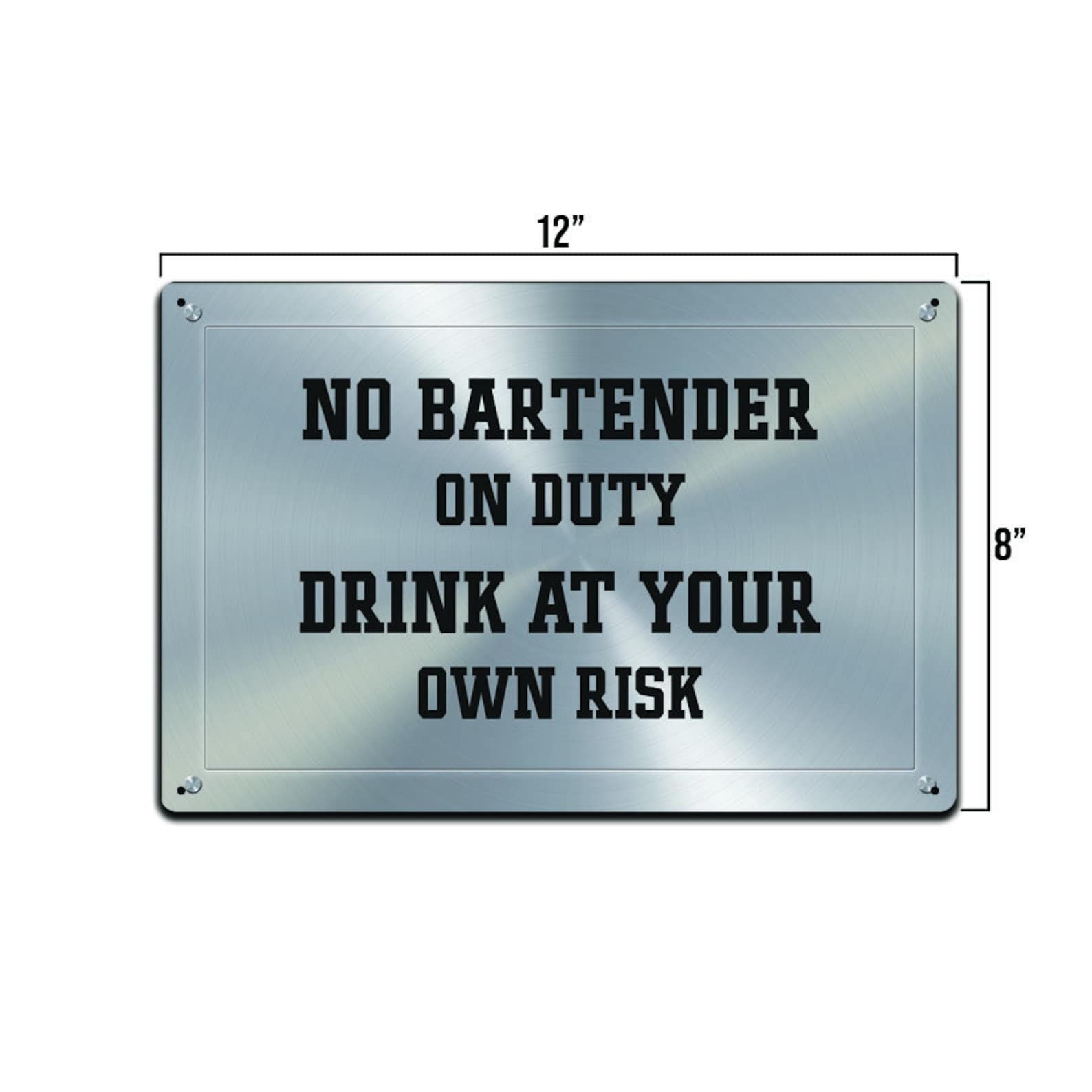 Tin Signs Bar Wall Décor Metal Sign 12 X 8 In. No Bartender - Etsy
