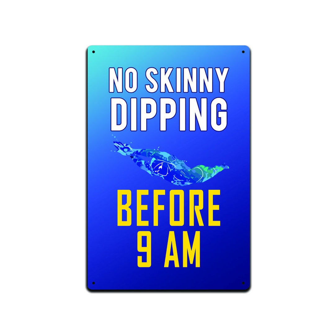 No Skinny Dipping Before 9 AM - Retro Swimming Pool Sign - Etsy