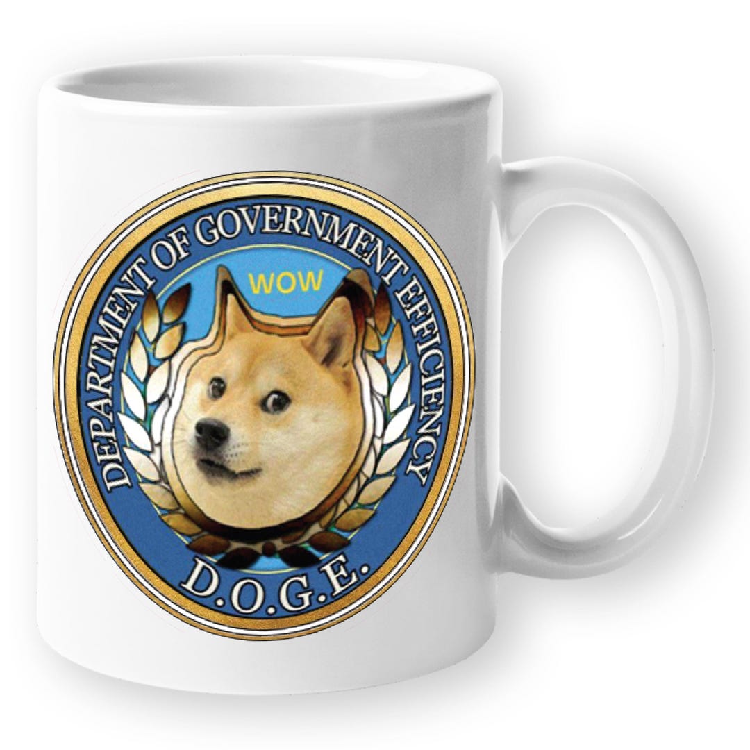Doge Department of Government Efficiency Coffee Mug – Badge Circle Dog ...