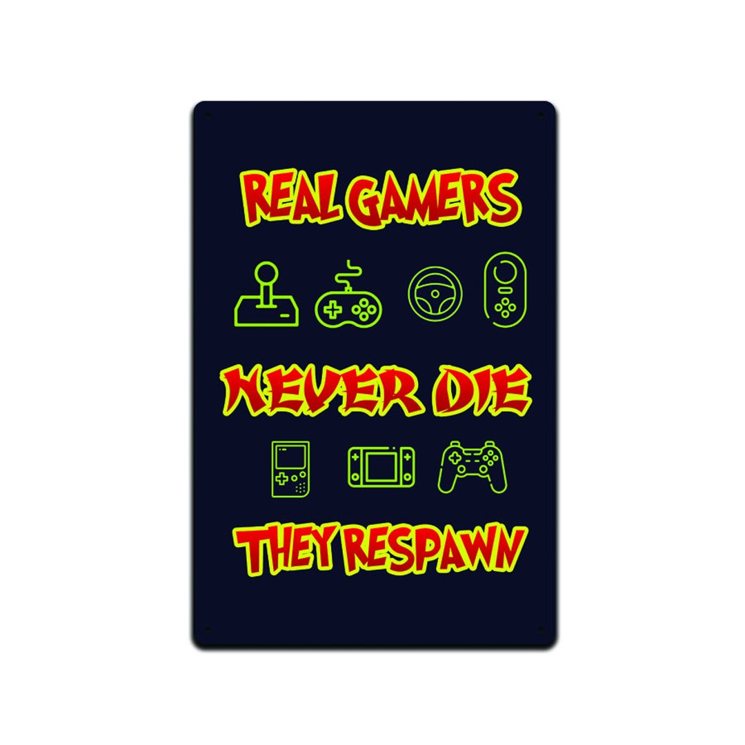 Real Gamers Never Die They Respawn Teenager Kids Bedroom Wall Door ...