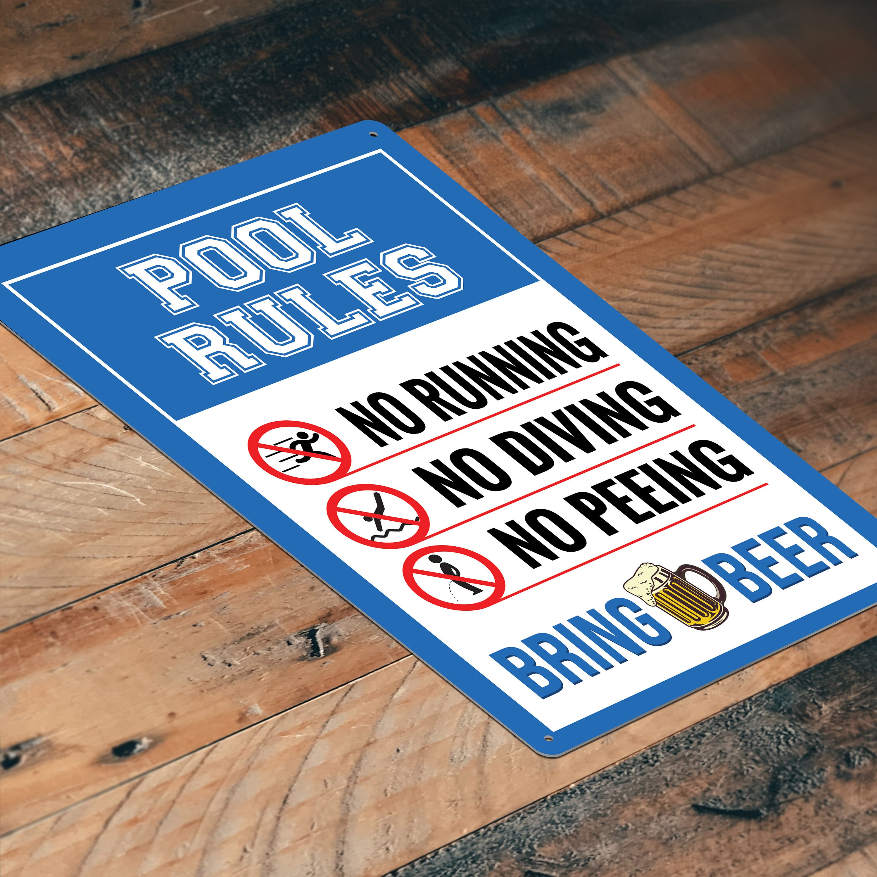 Pool Rules No Running No Diving No Peeing Bring Beer-these - Etsy
