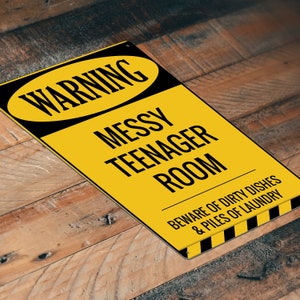 Warning Messy Teenager Room Teenager Kids Bedroom Wall Door Decor Tin ...