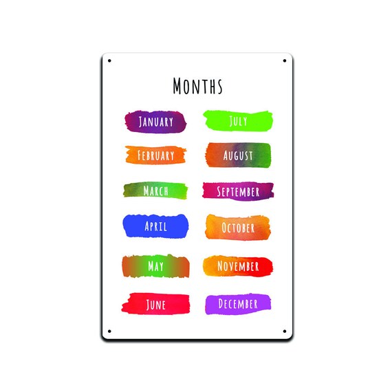 Children Learning Color Months for Child or Kids Bedroom Wall - Etsy