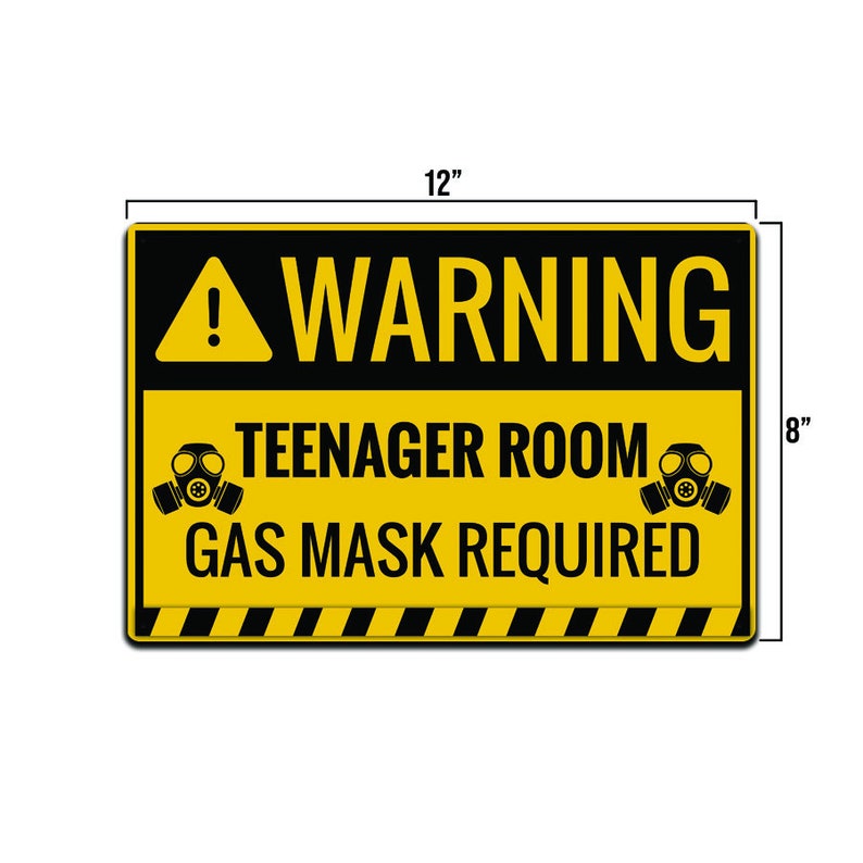 Teenager Room Gas Mask Required Sign: Funny Kids Bedroom Decor (12 X 8 ...