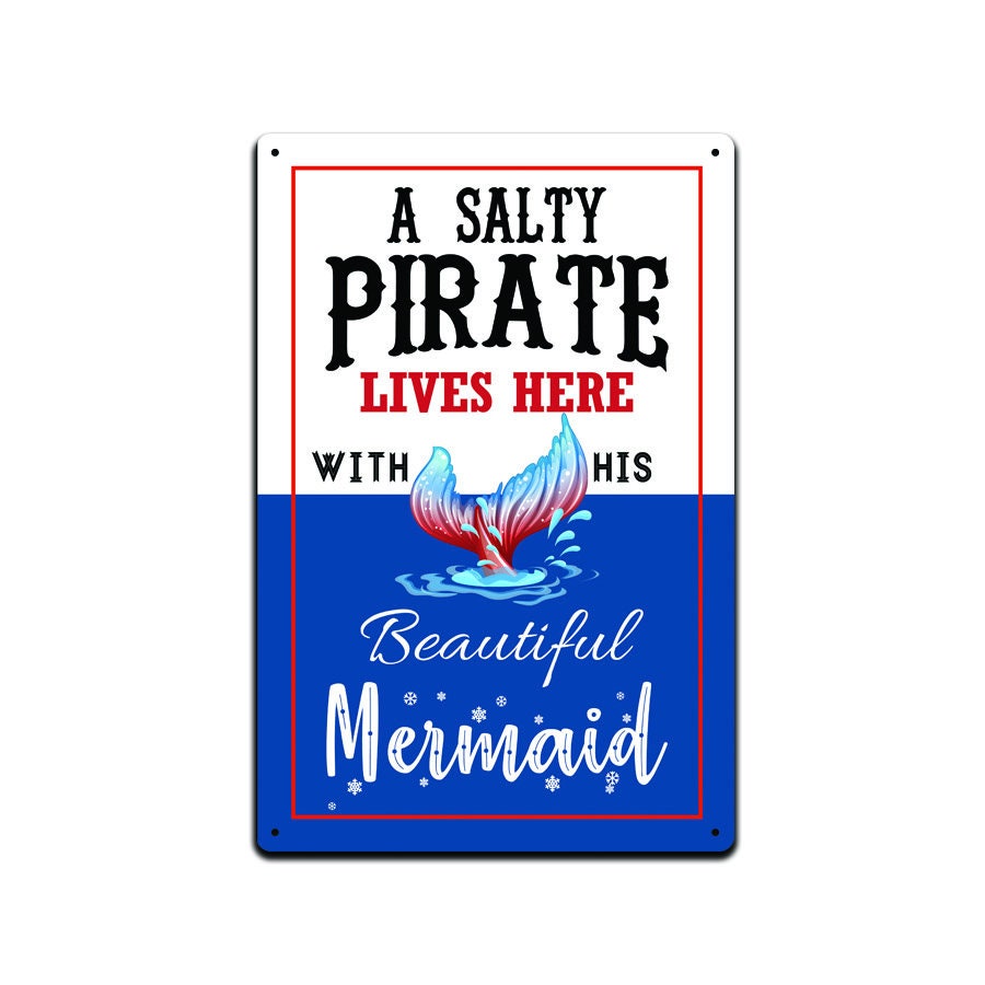 Pirate & Mermaid Aluminum Pool Sign: Backyard Decor (8x12 Inch) - Etsy