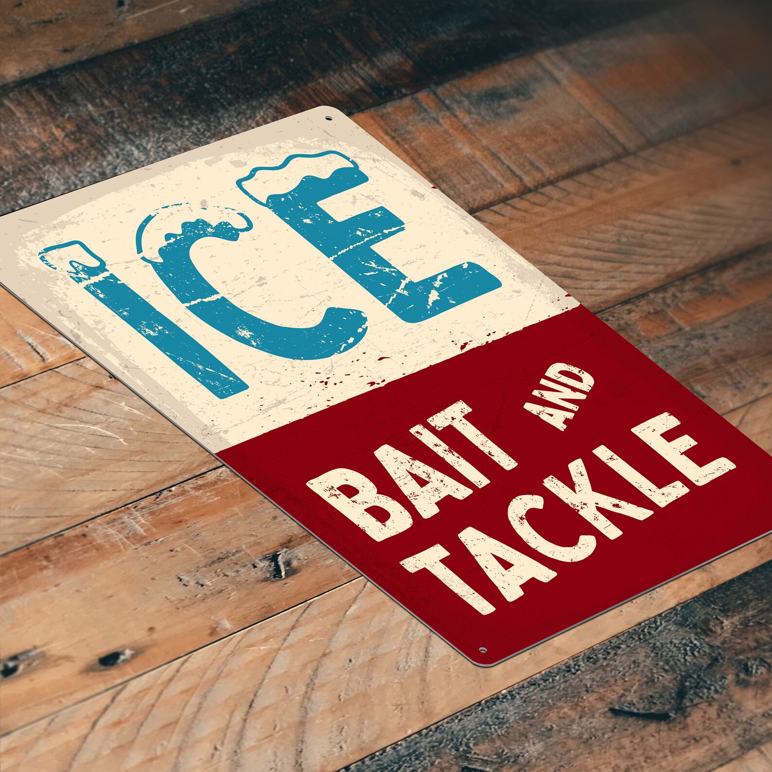 Tin Signs Fishing Cabin Lake House Décor Metal Sign 12 X 8 In. Ice Bait ...