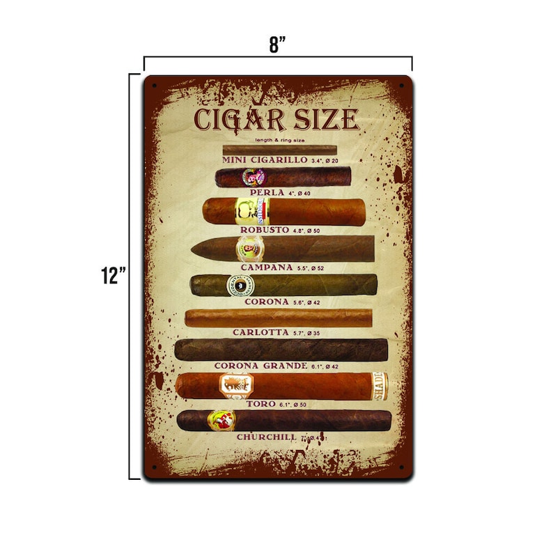 Cigar Sizes Chart Metal Sign – Man Cave Decor (12 X 8 In.) - Etsy