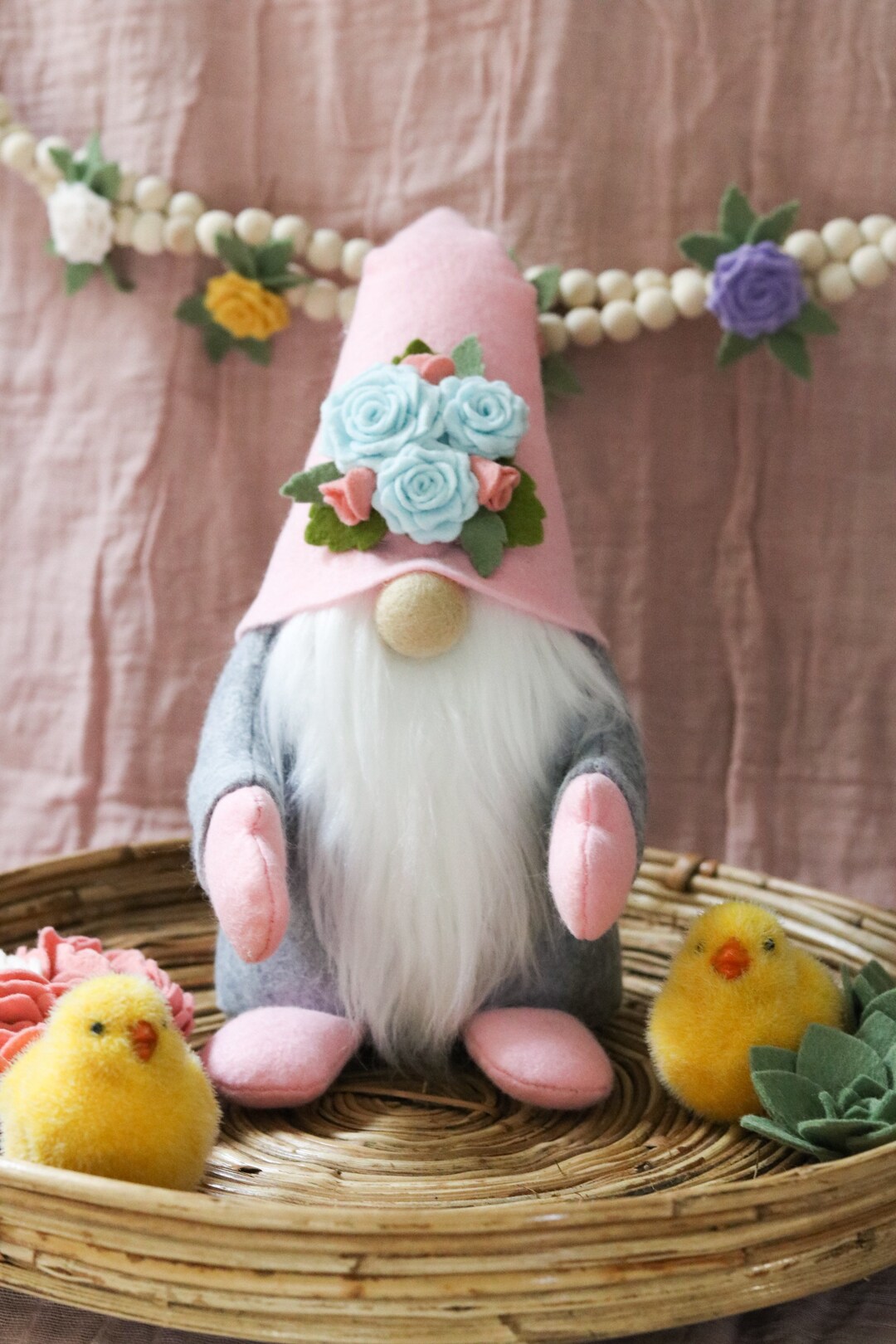 Baby Pink Spring Gnome |gnome | Scandinavian Gnome | Floral Gnome ...