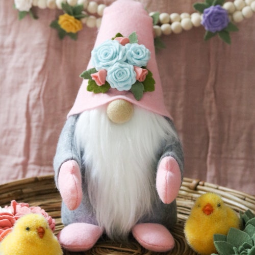 Baby Pink Spring Gnome gnome Scandinavian Gnome Floral - Etsy