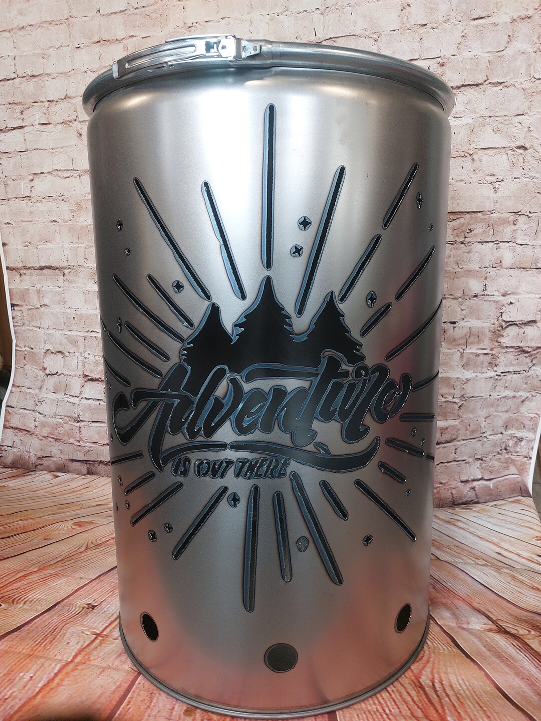 Fire Barrel With - Adventure - Motif, Made From NEW 200L Oil Barrel ...