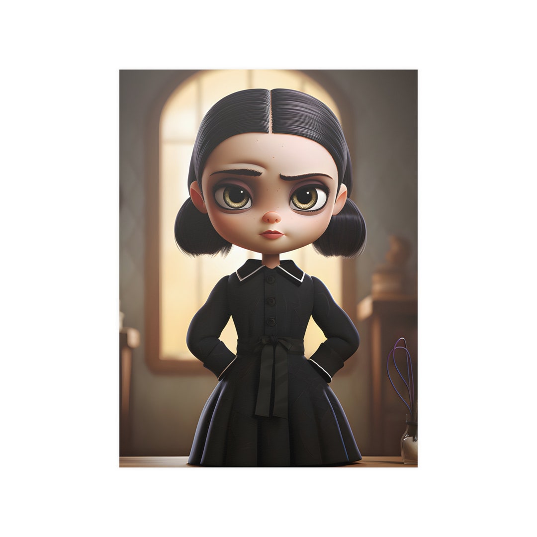 Wednesday Addams 3D Cartoon Poster Gothic Decor, 210 Gsm Satin Print ...