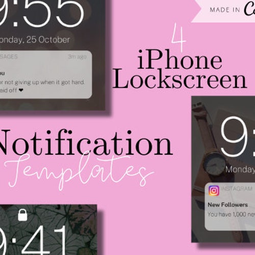 4 Editable Iphone Notification Lockscreen Canva Instagram - Etsy