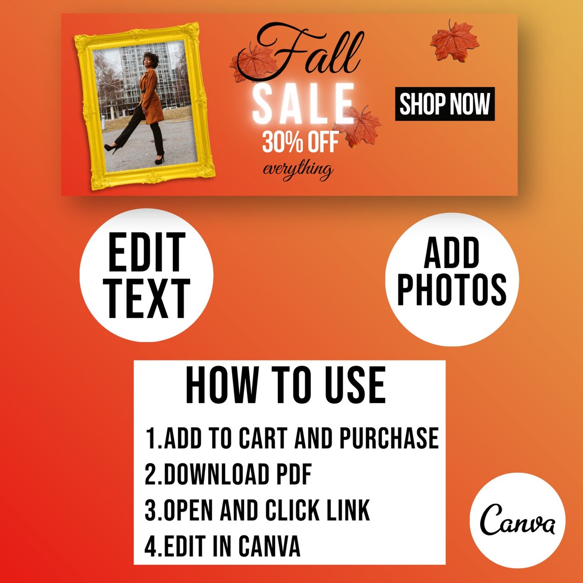 DIY Fall Sale Video Website Banner Template, Editable Website Banners ...