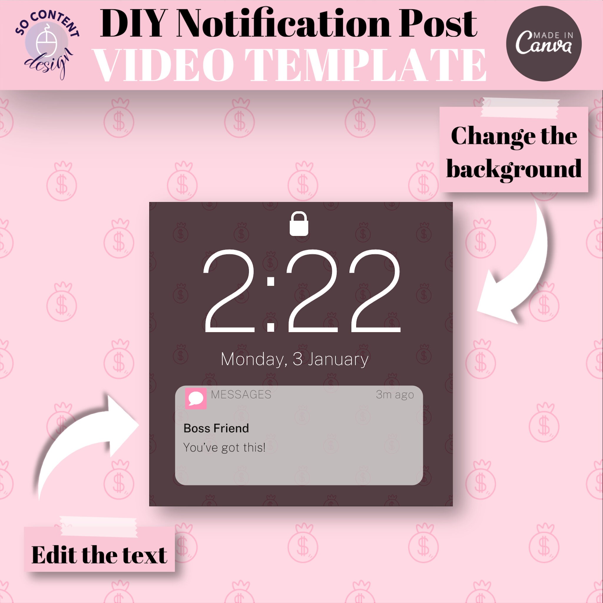 DIY Text Notification Canva Instagram Template - Etsy