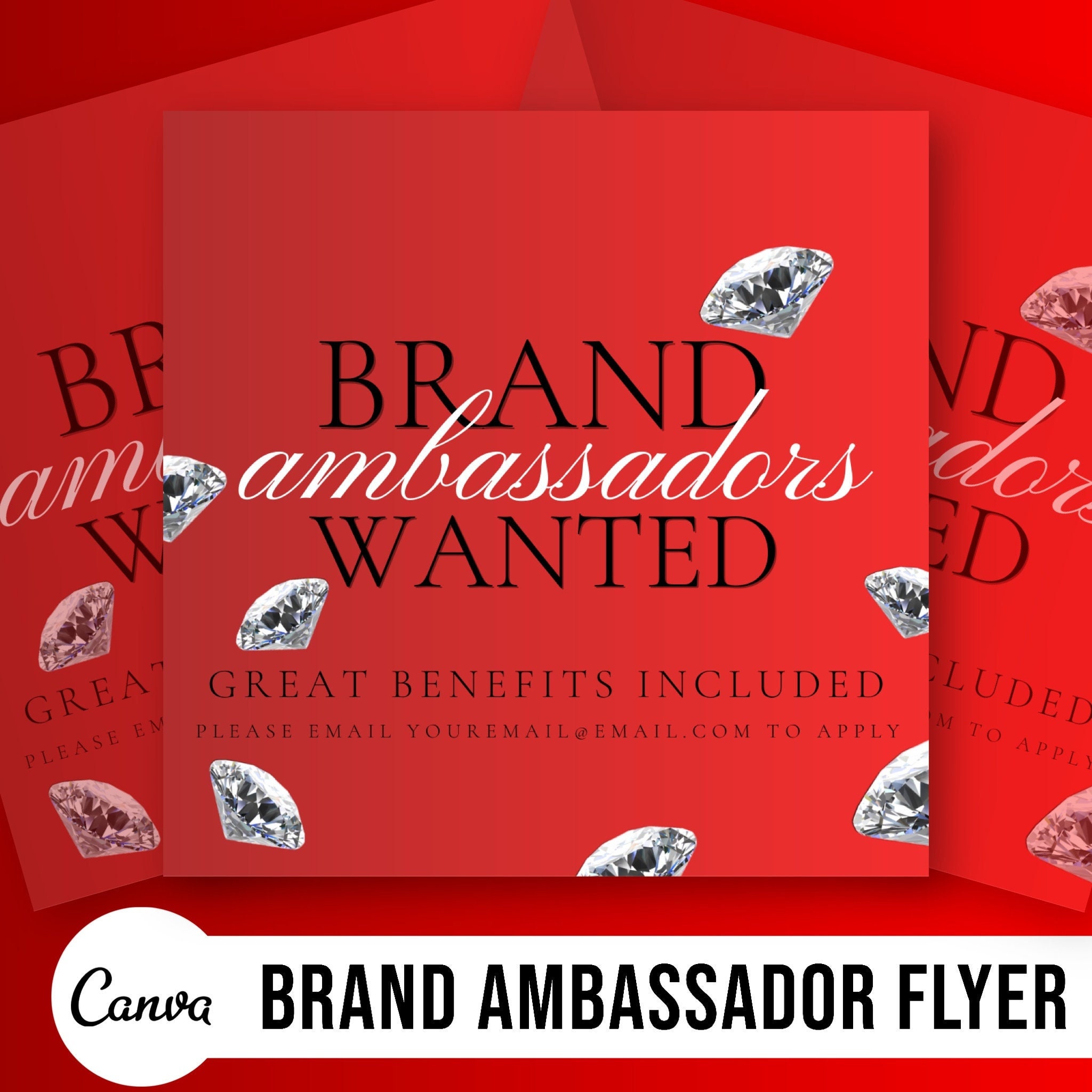 Brand Ambassador Flyer Editable Canva Instagram Template, Red and ...