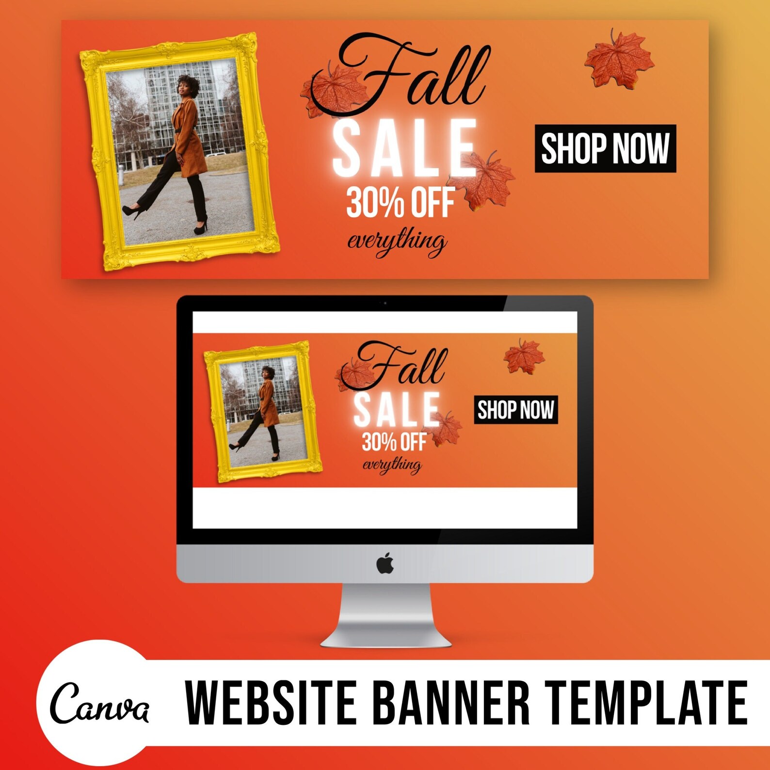 DIY Fall Sale Video Website Banner Template, Editable Website Banners ...