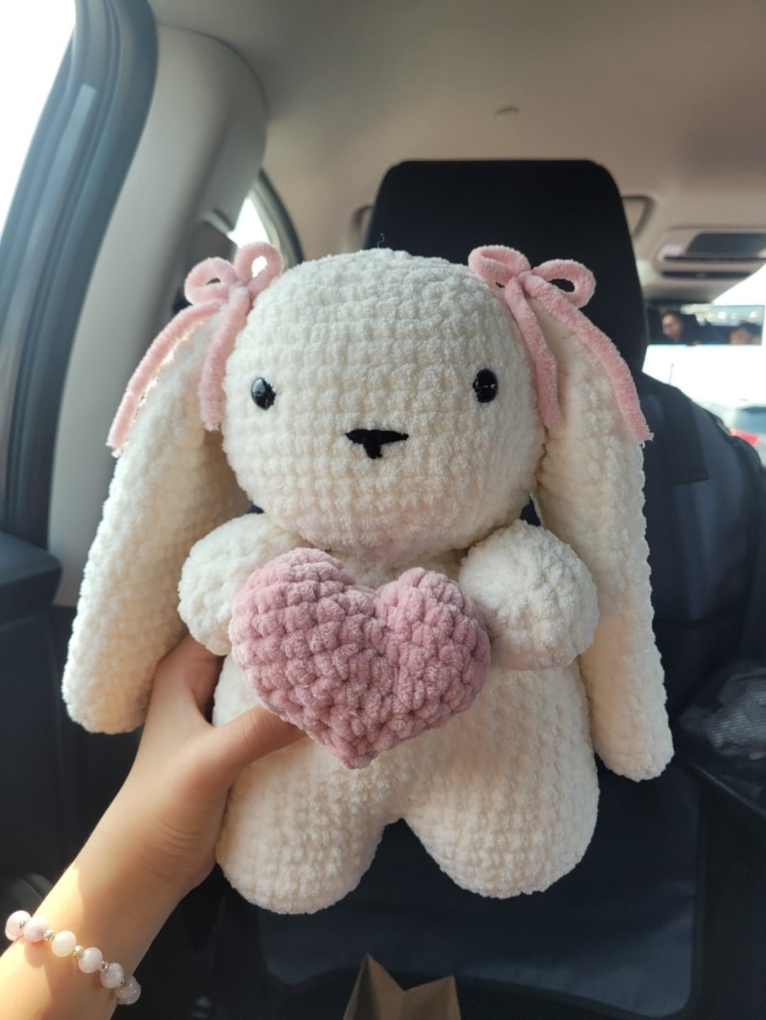 Crochet Bunny Plushie Holding a Heart Super Soft Bunny Plushie Bunny ...