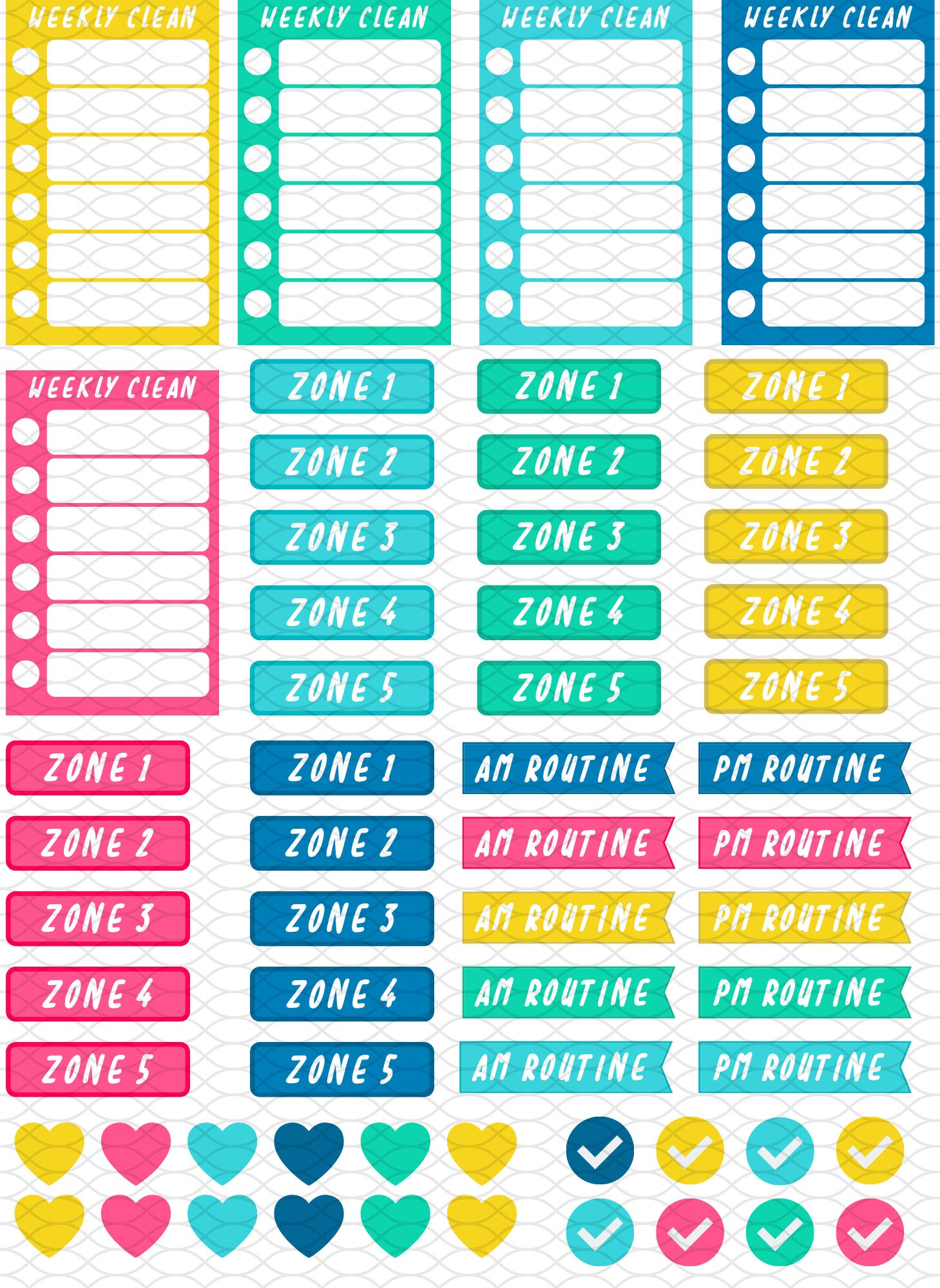Zone Cleaning Printable Planner Stickers, Fly Lady, Classic Happy ...