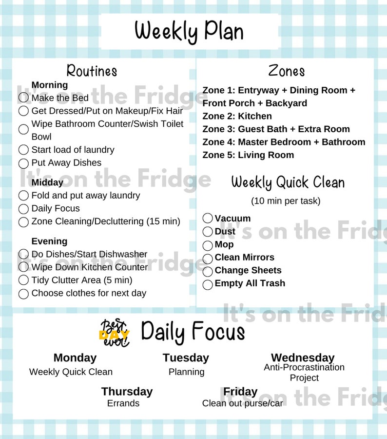 Printable Flylady Control Journal, Fly Lady Planner, Zone Cleaning ...