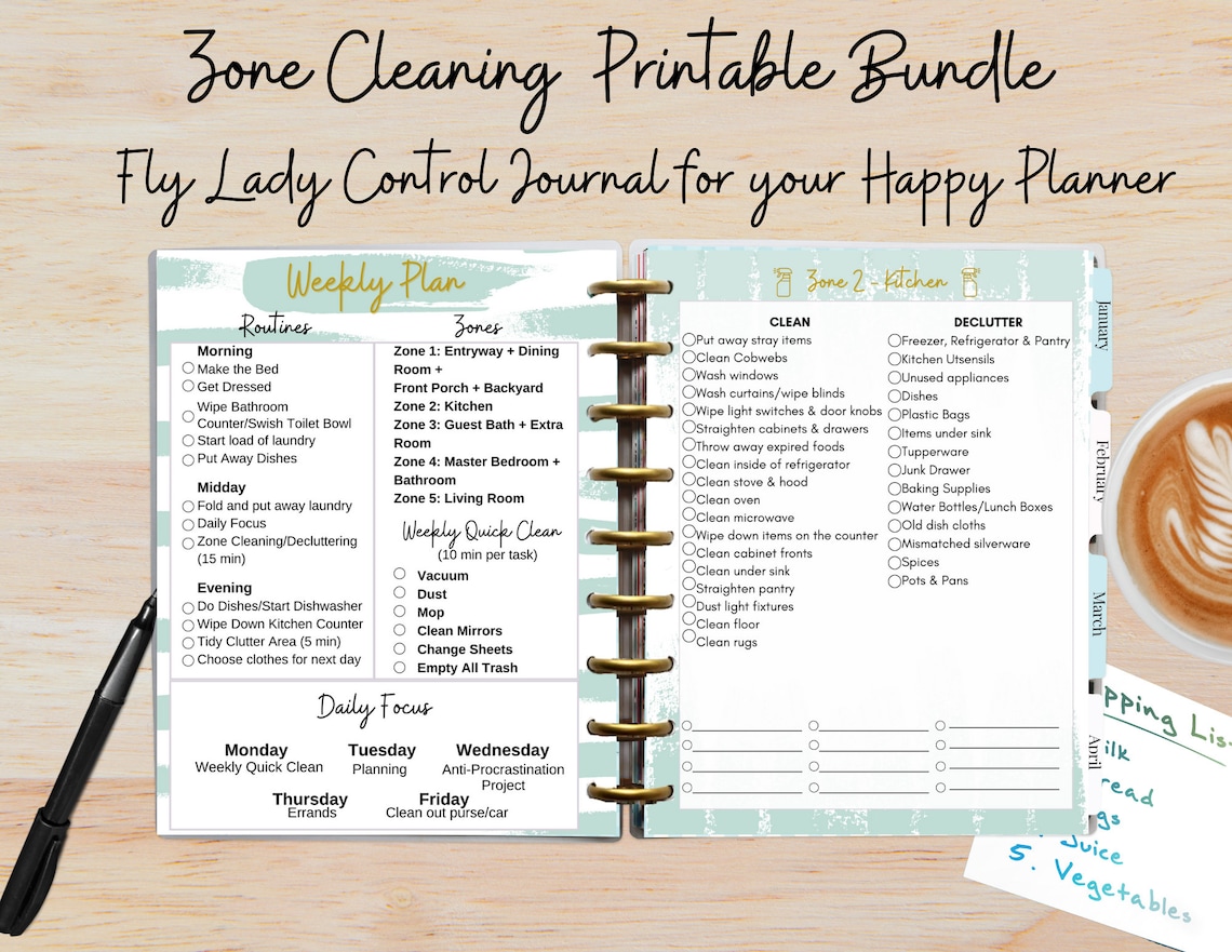 Printable Flylady Control Journal, Fly Lady Planner, Zone Cleaning ...