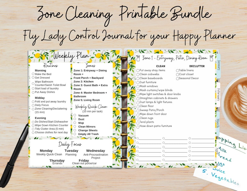 Printable Flylady Control Journal, Fly Lady Planner, Zone Cleaning ...