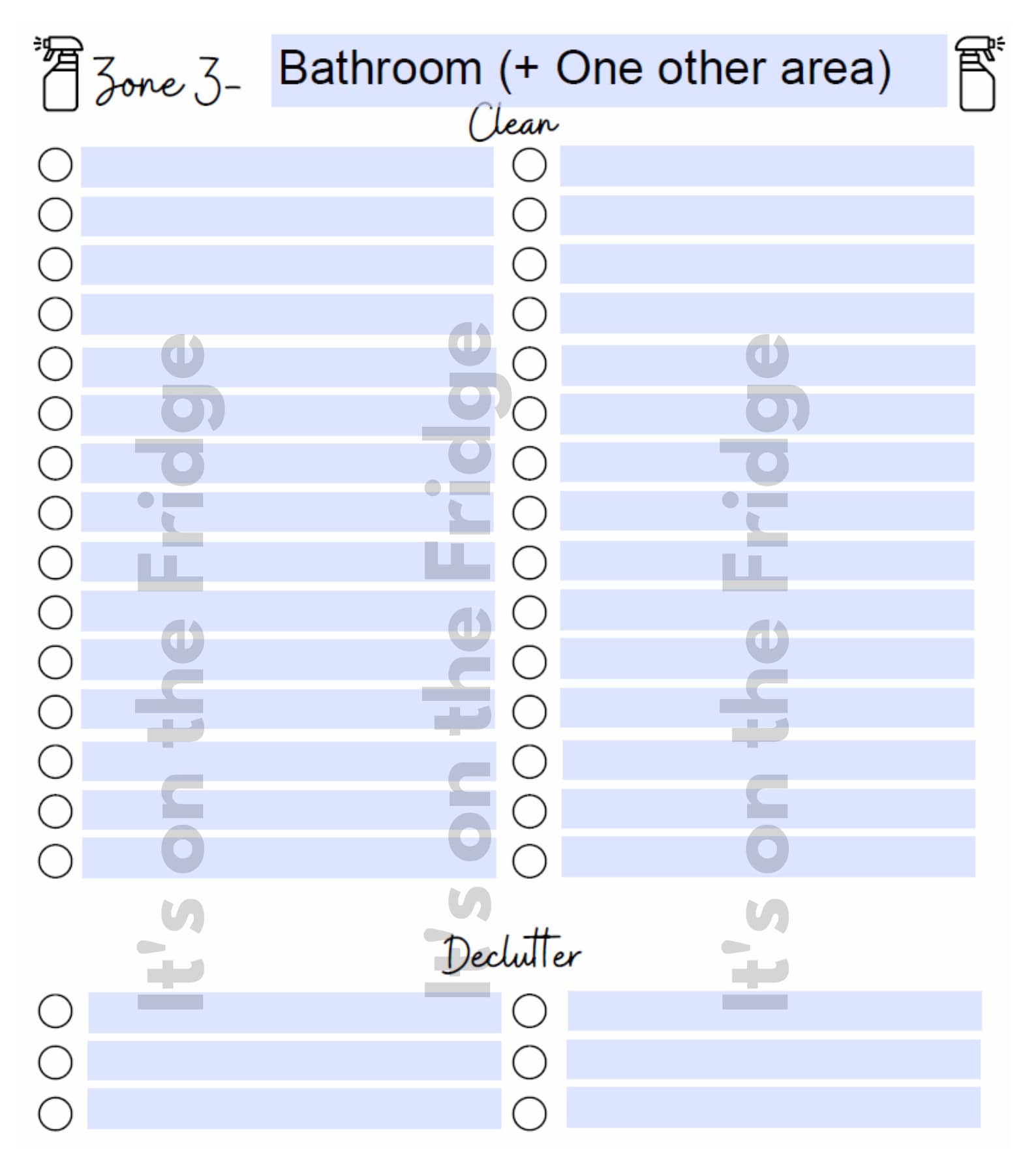 Printable Flylady Control Journal, Fly Lady Planner, Zone Cleaning ...