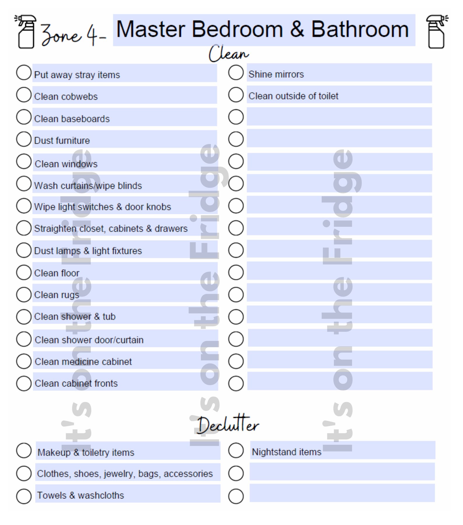 Printable Flylady Control Journal, Fly Lady Planner, Zone Cleaning ...