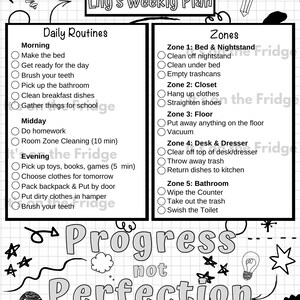 Kids Zone Cleaning Chore Chart Flylady Kids Printables - Etsy