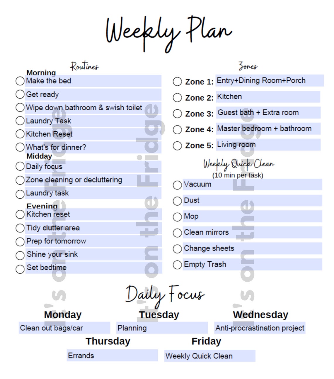 Printable Flylady Control Journal, Fly Lady Planner, Zone Cleaning ...