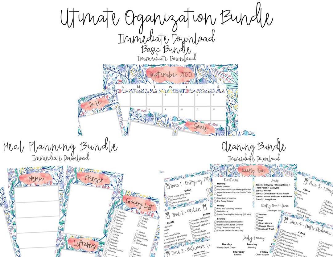 Printable Ultimate Organization Bundle, Meal Planning, Cleaning Routine ...