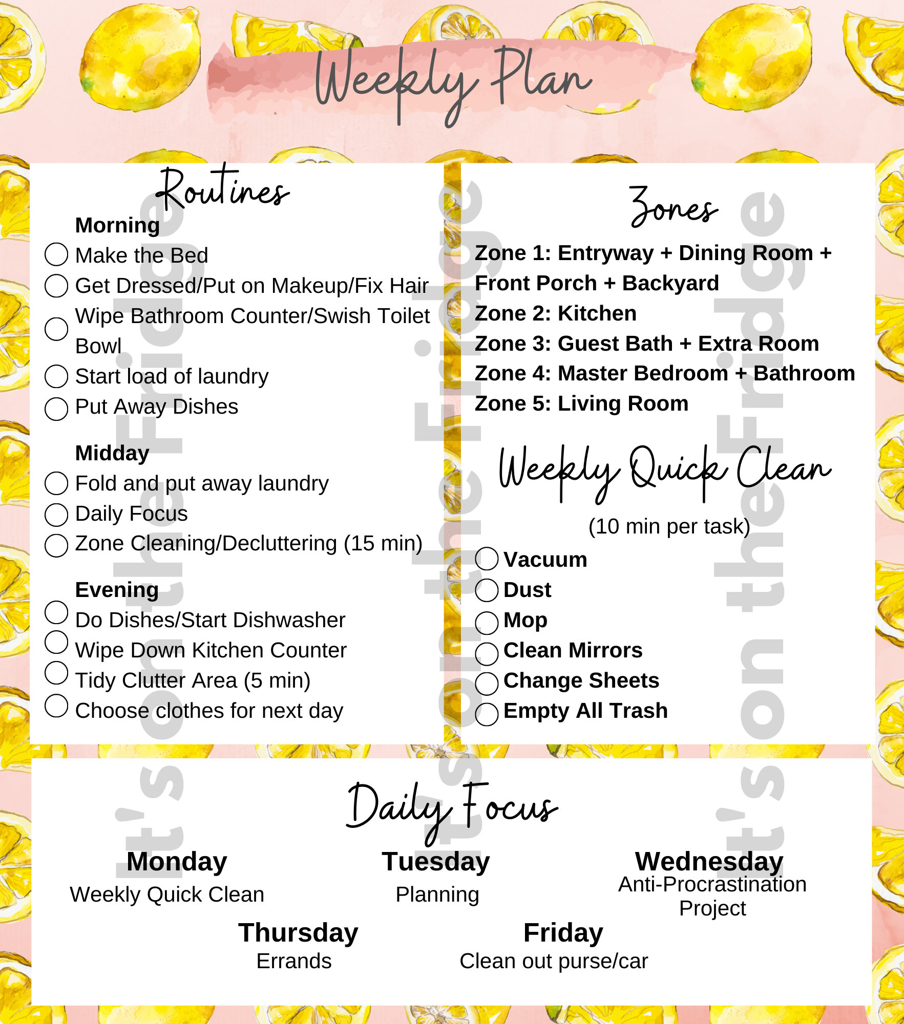 Printable Flylady Control Journal, Fly Lady Planner, Zone Cleaning ...