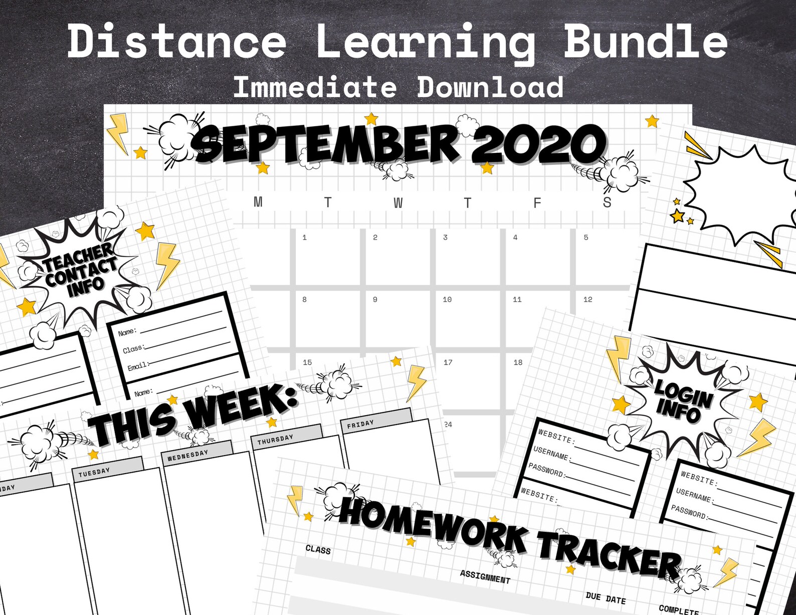 Printable Distance Learning Organization Bundle Calendar - Etsy