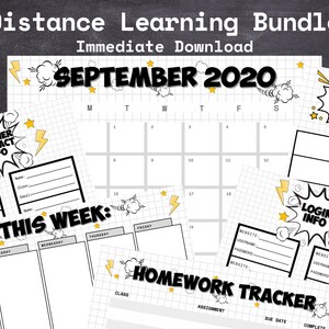 Printable Distance Learning Organization Bundle, Calendar, Password ...