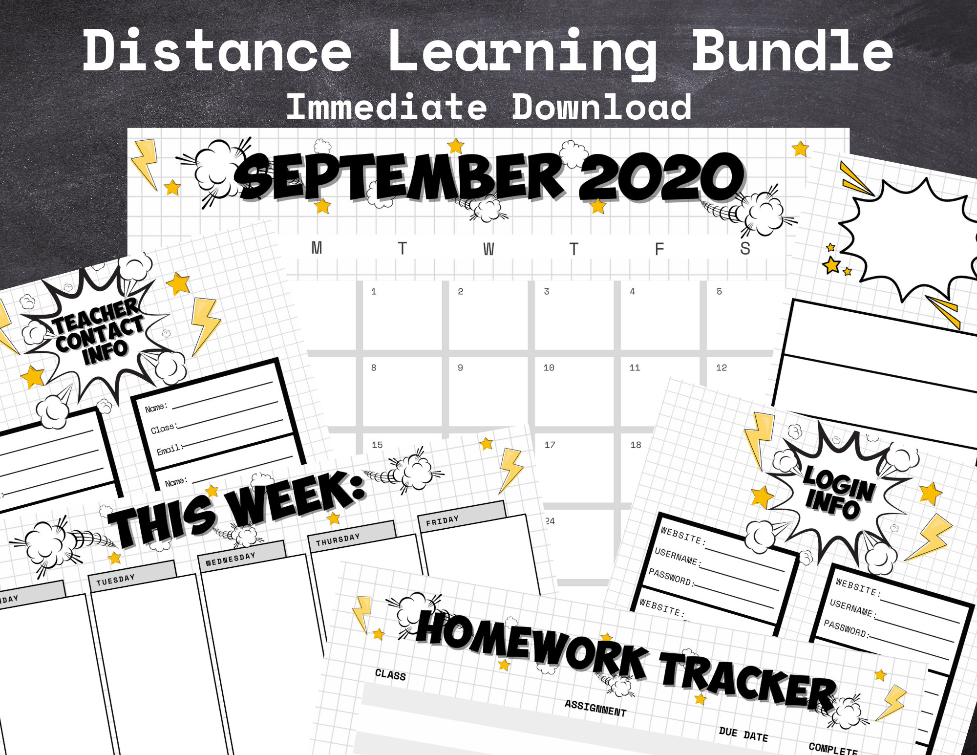 Printable Distance Learning Organization Bundle Calendar - Etsy