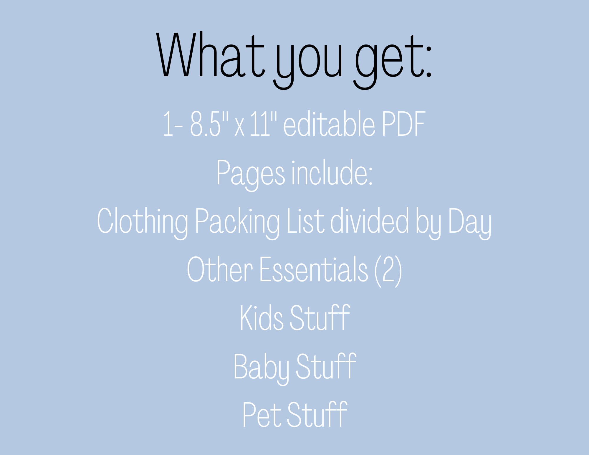 Editable Packing List, Kids Packing, Adult Packing, Pet Packing, Daily ...