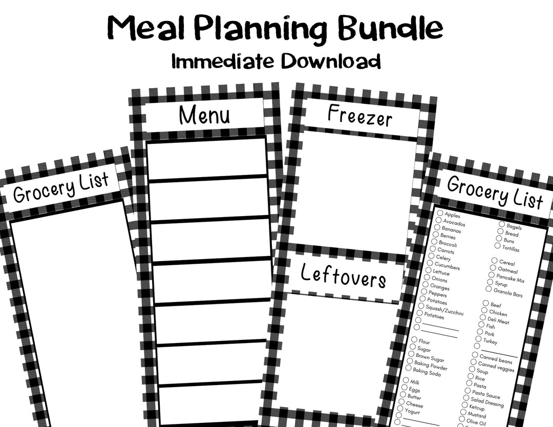 Printable Menu Planning Bundle, Grocery List, Inventory Printable ...