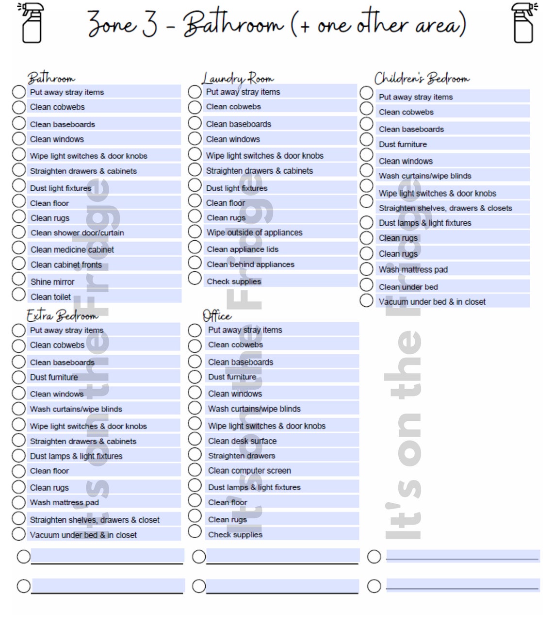 Printable Flylady Control Journal, Fly Lady Planner, Zone Cleaning ...